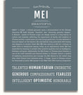 Mei Personalized Name Meaning Art Prints – Name Stories