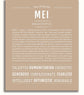 Mei Personalized Name Meaning Art Prints – Name Stories