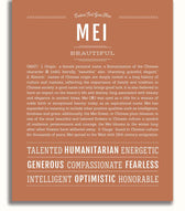 Mei Personalized Name Meaning Art Prints – Name Stories