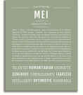 Mei Personalized Name Meaning Art Prints – Name Stories