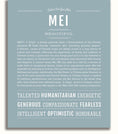 Mei Personalized Name Meaning Art Prints – Name Stories