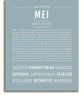 Mei Personalized Name Meaning Art Prints – Name Stories