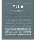 Melia Personalized Name Meaning Art Prints – Name Stories