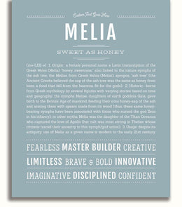 Melia Personalized Name Meaning Art Prints – Name Stories