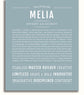 Melia Personalized Name Meaning Art Prints – Name Stories