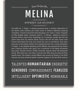 Melina Personalized Name Meaning Art Prints – Name Stories