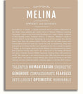 Melina Personalized Name Meaning Art Prints – Name Stories