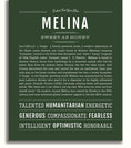 Melina Personalized Name Meaning Art Prints – Name Stories