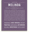 Melinda Personalized Name Meaning Art Prints – Name Stories