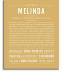 Melinda Personalized Name Meaning Art Prints – Name Stories