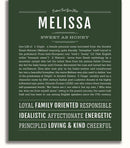 Melissa Personalized Name Meaning Art Prints – Name Stories