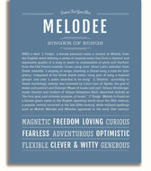 Melodee Personalized Name Meaning Art Prints – Name Stories