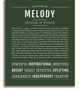 Melody Personalized Name Meaning Art Prints – Name Stories