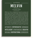Melvin Personalized Name Meaning Art Prints – Name Stories