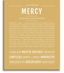 Mercy Personalized Name Meaning Art Prints – Name Stories