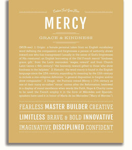 Mercy Personalized Name Meaning Art Prints – Name Stories