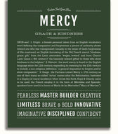 Mercy Personalized Name Meaning Art Prints – Name Stories