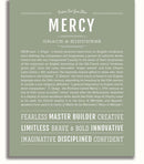 Mercy Personalized Name Meaning Art Prints – Name Stories