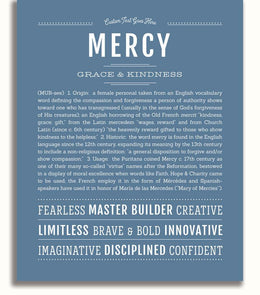 Mercy Personalized Name Meaning Art Prints – Name Stories