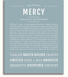 Mercy Personalized Name Meaning Art Prints – Name Stories