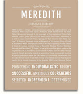 Meredith Personalized Name Meaning Art Prints – Name Stories