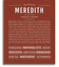 Meredith Personalized Name Meaning Art Prints – Name Stories