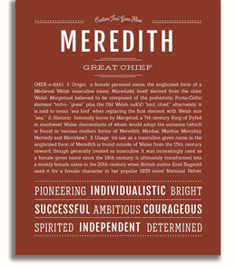 Meredith Personalized Name Meaning Art Prints – Name Stories