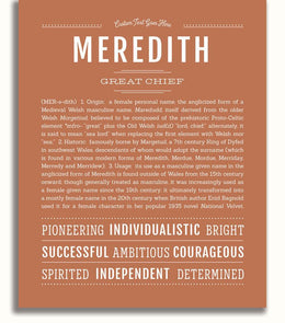 Meredith Personalized Name Meaning Art Prints – Name Stories