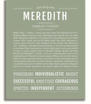 Meredith Personalized Name Meaning Art Prints – Name Stories