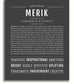 Merik Personalized Name Meaning Art Prints – Name Stories