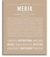 Merik Personalized Name Meaning Art Prints – Name Stories