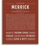 Merrick Personalized Name Meaning Art Prints – Name Stories