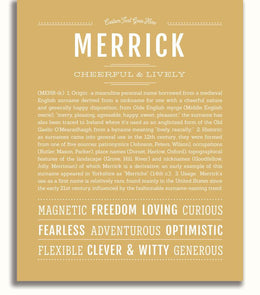 Merrick Personalized Name Meaning Art Prints – Name Stories