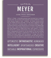 Meyer Personalized Name Meaning Art Prints – Name Stories