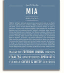 Mia Personalized Name Meaning Art Prints – Name Stories