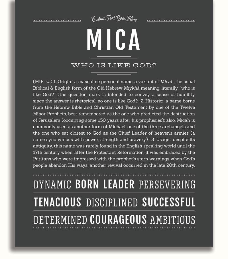 Mica Personalized Name Meaning Art Prints – Name Stories