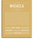Micaela Personalized Name Meaning Art Prints – Name Stories