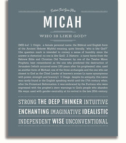 Micah Personalized Name Meaning Art Prints – Name Stories