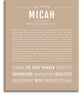 Micah Personalized Name Meaning Art Prints – Name Stories