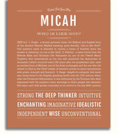 Micah Personalized Name Meaning Art Prints – Name Stories