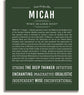 Micah Personalized Name Meaning Art Prints – Name Stories