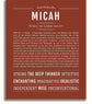 Micah Personalized Name Meaning Art Prints – Name Stories