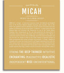 Micah Personalized Name Meaning Art Prints – Name Stories