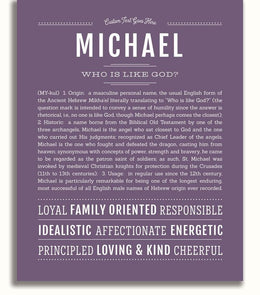 Michael Personalized Name Meaning Art Prints – Name Stories