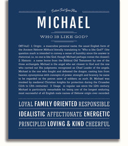 Michael Personalized Name Meaning Art Prints – Name Stories