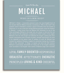 Michael Personalized Name Meaning Art Prints – Name Stories