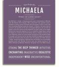 Michaela Personalized Name Meaning Art Prints – Name Stories