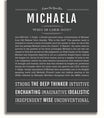 Michaela | Name Art Print – Name Stories