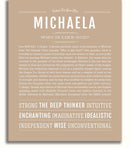 Michaela Personalized Name Meaning Art Prints – Name Stories