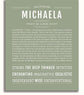 Michaela Personalized Name Meaning Art Prints – Name Stories